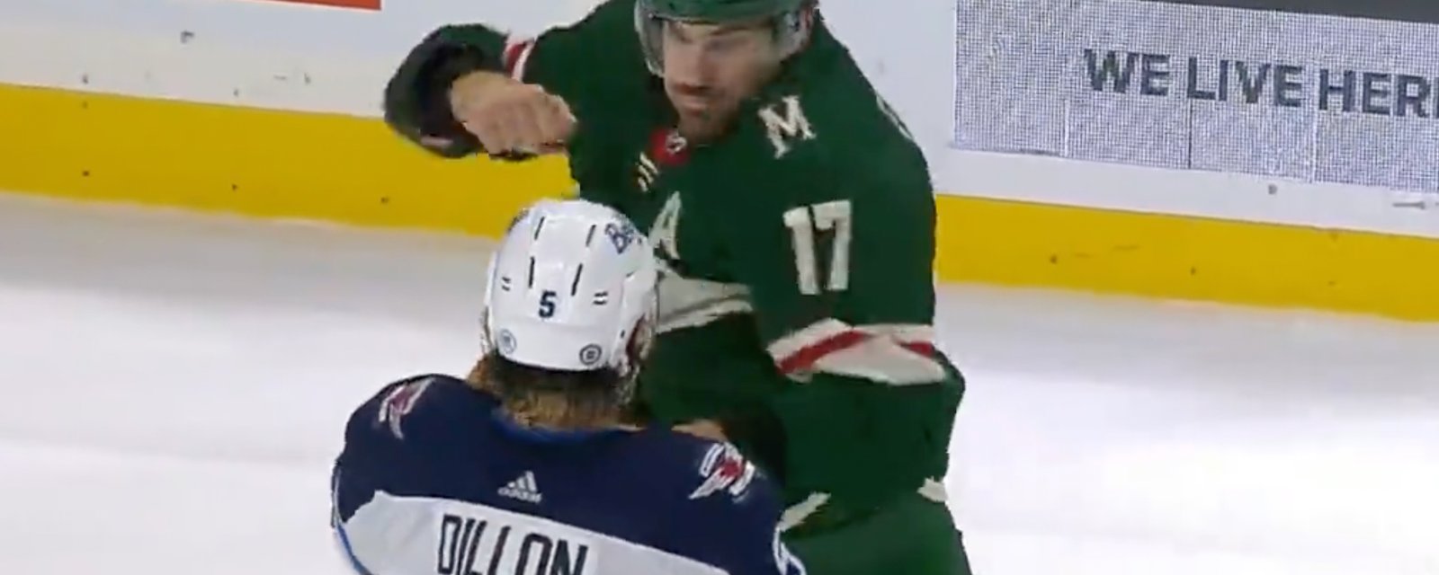 Marcus Foligno starts fight against Brenden Dillon with a superman ...