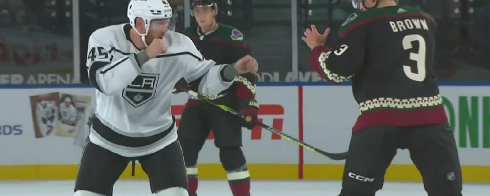 Josh Brown and Jacob Doty drop the gloves in Australia. - HockeyFeed