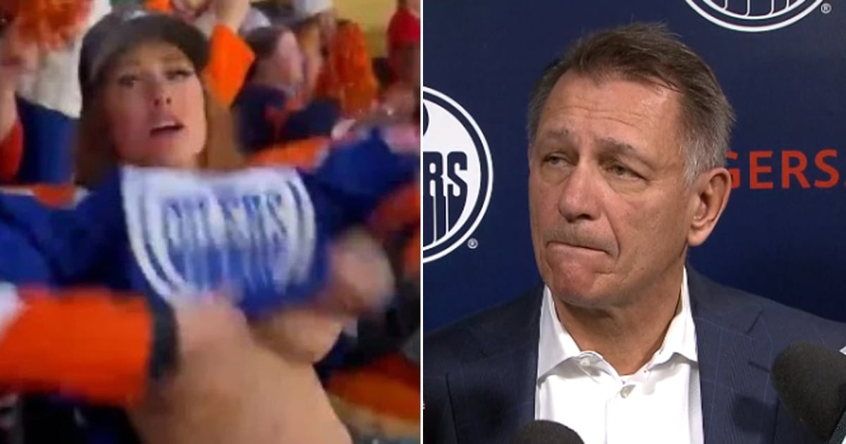 Oilers GM Ken Holland reacts to fan who flashed the crowd in Edmonton ...