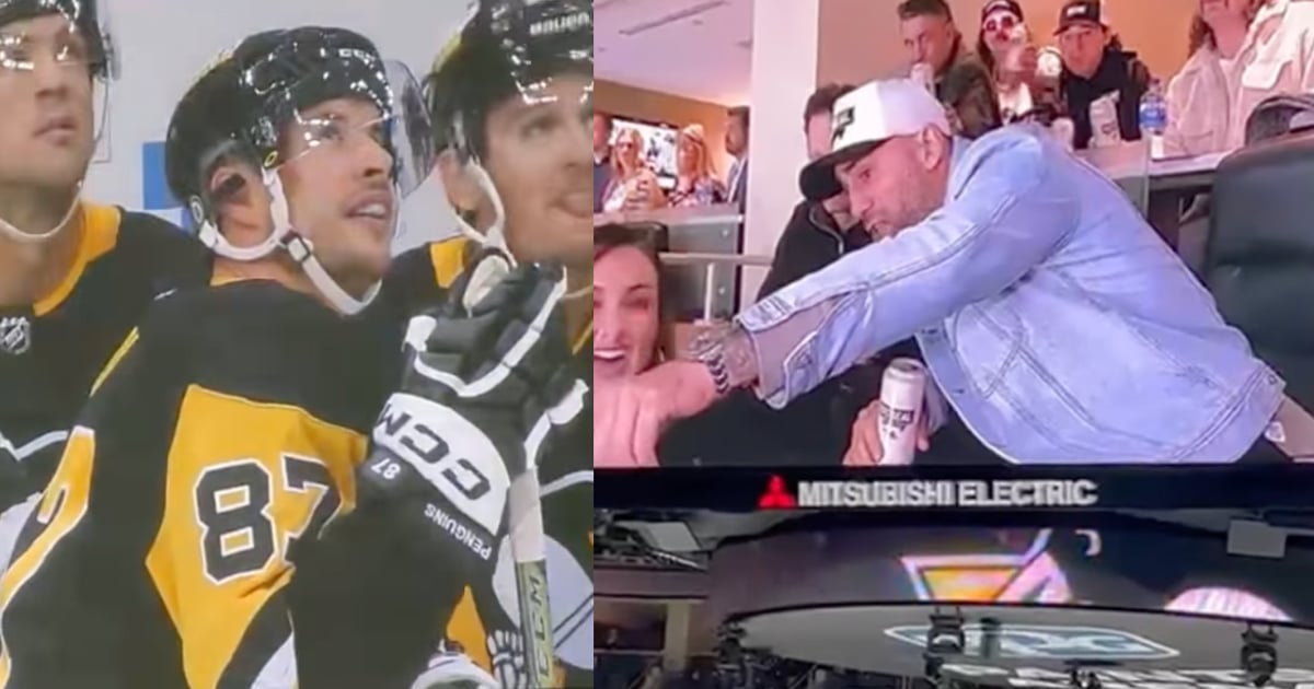 Paul Bissonnette and Ryan Whitney go at Sidney Crosby during Penguins ...