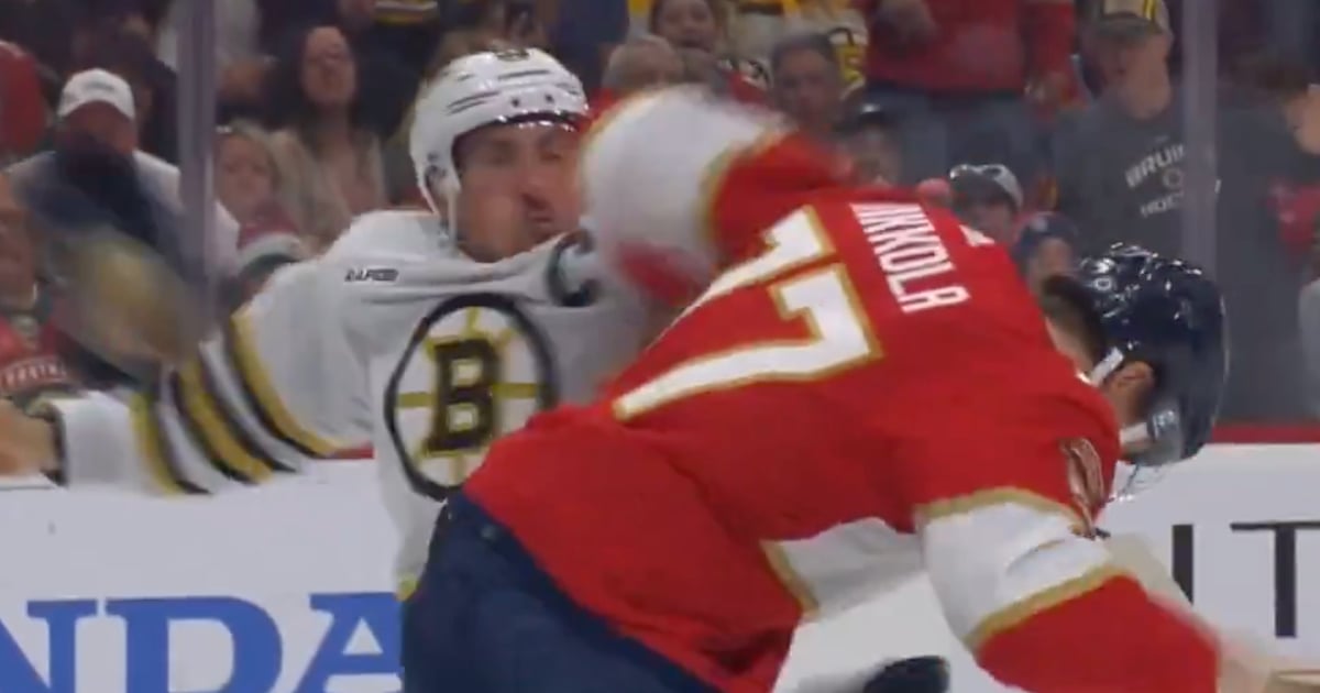 Brad Marchand fights an opponent twice his size! - HockeyFeed