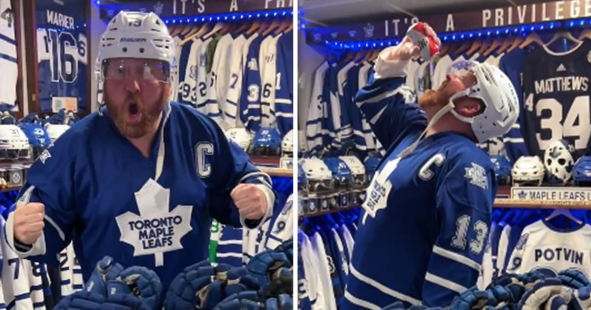 Leafs fan goes off when Knies scores, crushes beers in ultimate fan ...