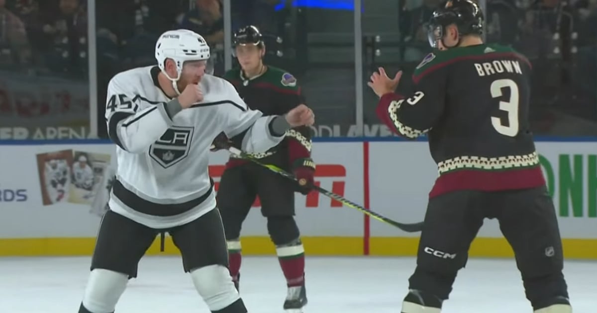 Josh Brown and Jacob Doty drop the gloves in Australia. - HockeyFeed