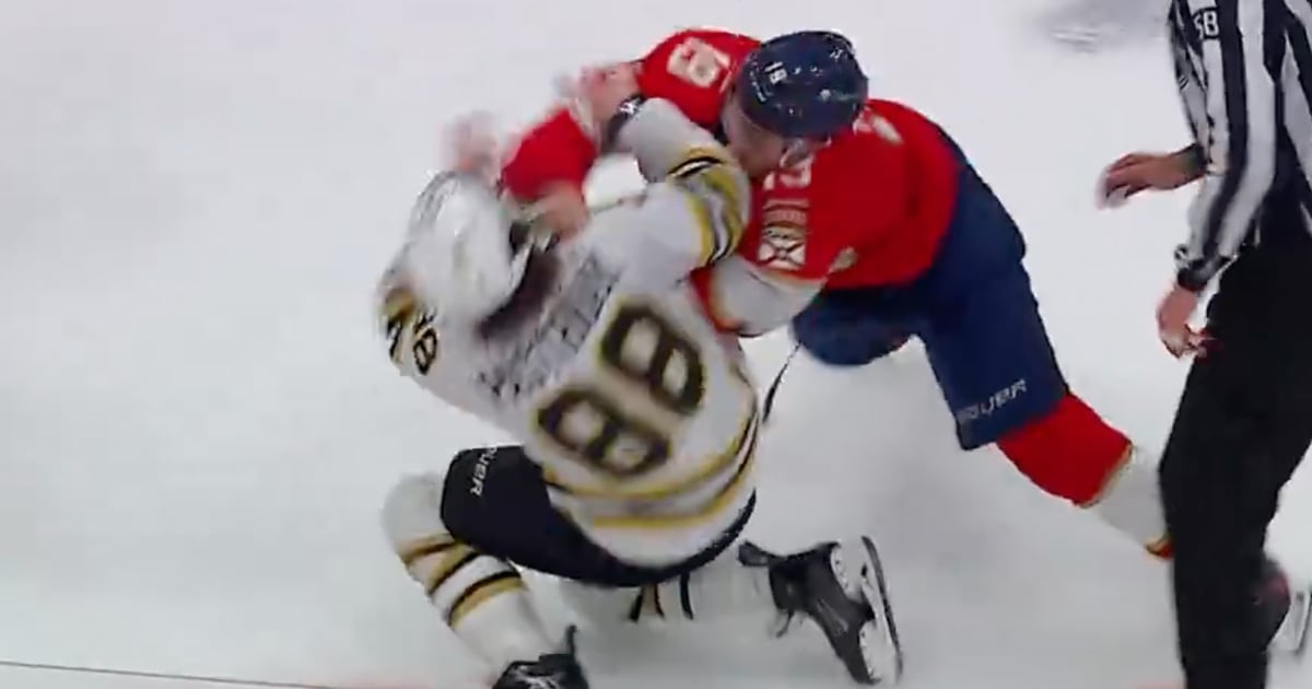 Matthew Tkachuk and David Pastrnak throw down, land huge punches in ...